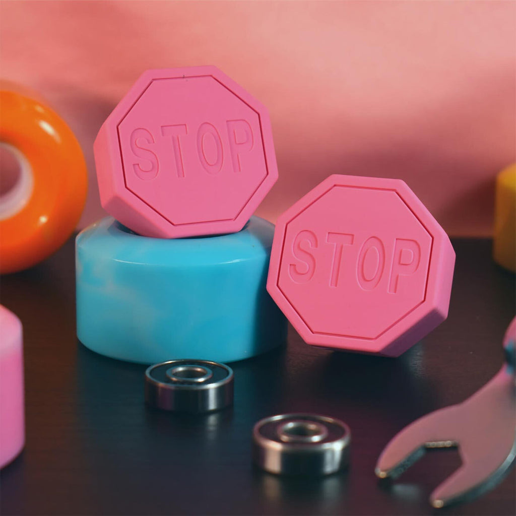 Stop Sign Toe Stops - PINK | Pigeon's Roller Skate Shop