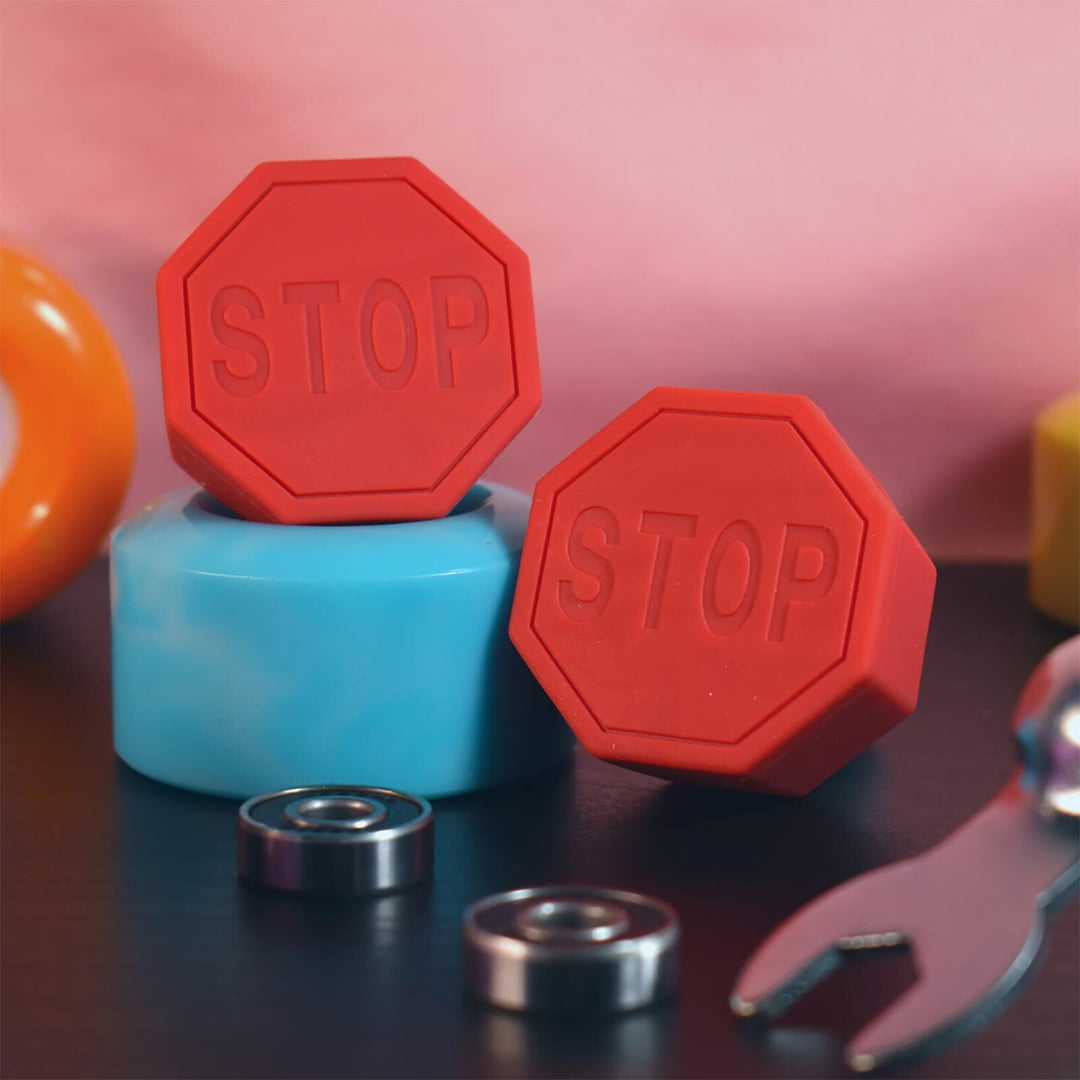 Stop Sign Toe Stops - RED | Pigeon's Roller Skate Shop